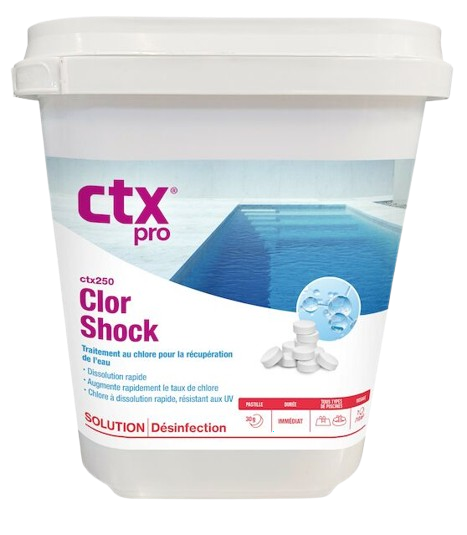 ClorShock en pastilles CTX 250 – Seau 5 kg - En vente sur Solu Pompes